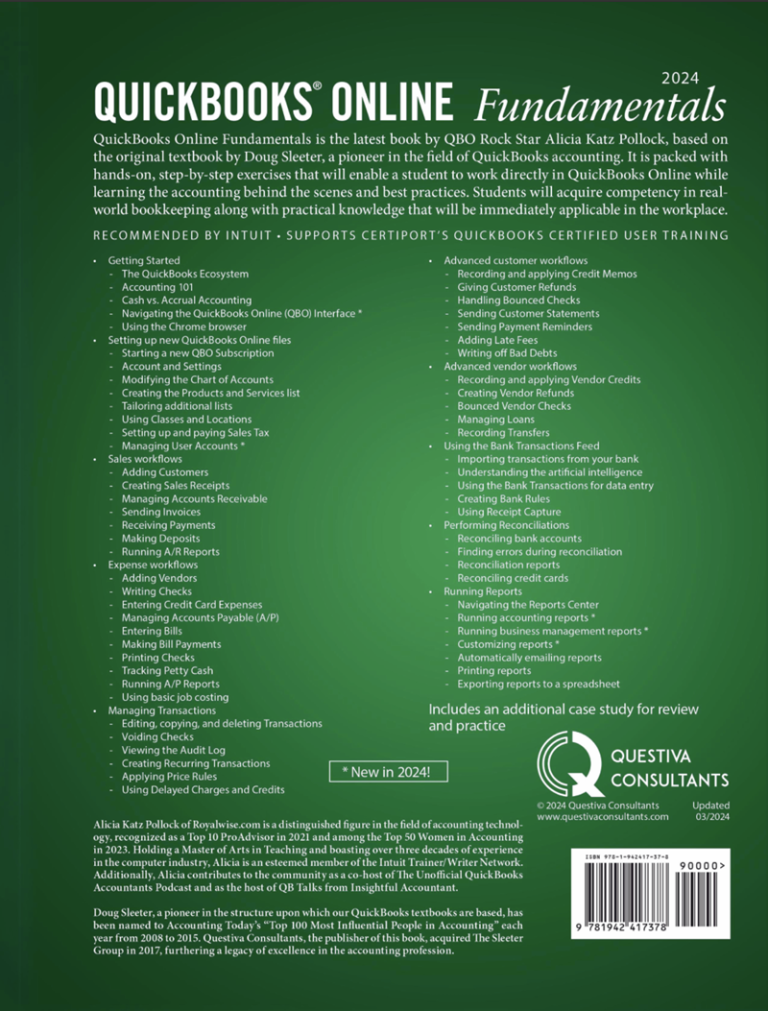 QuickBooks Online Fundamentals 2024 - Questiva Consultants
